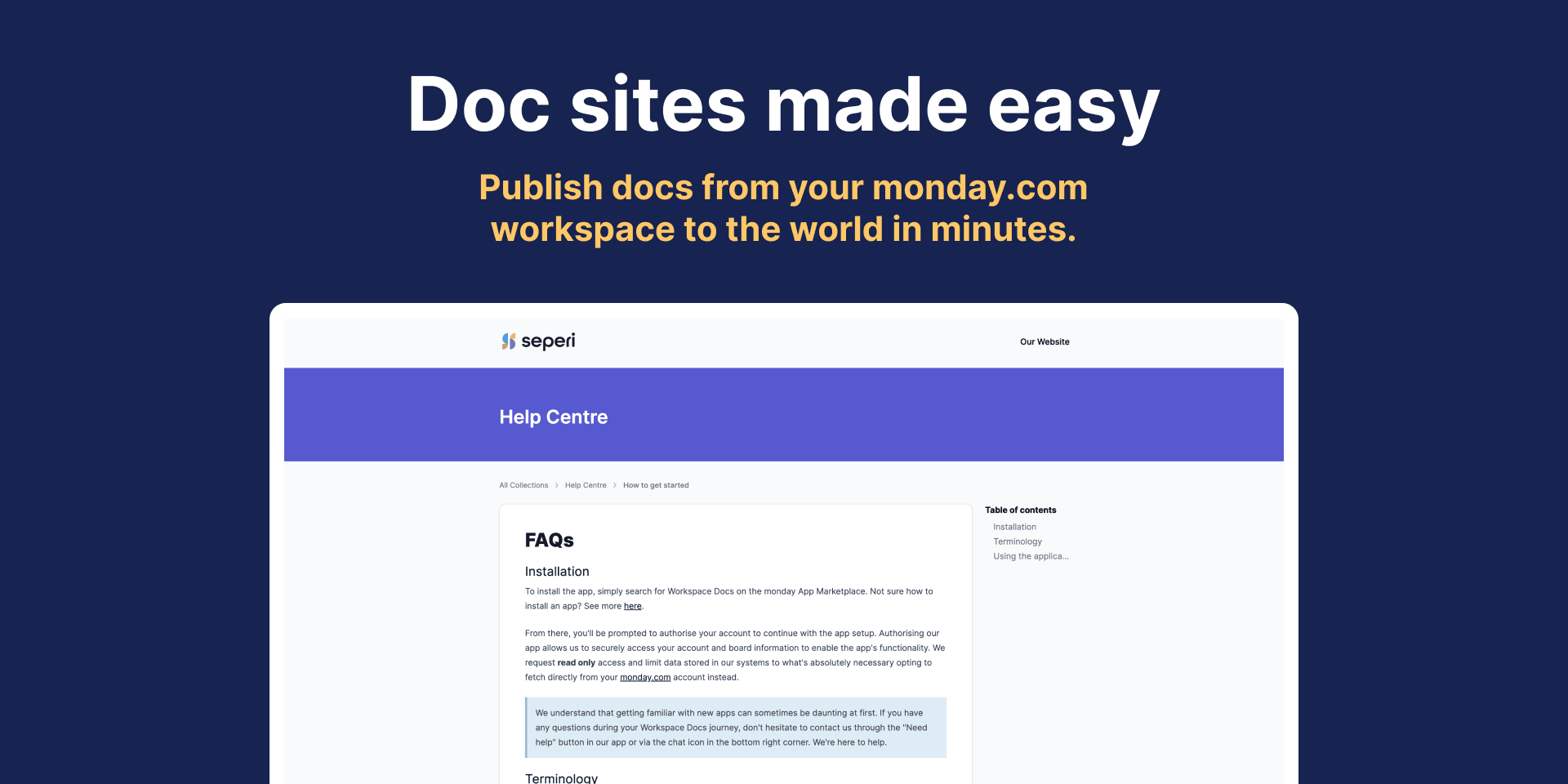 Workspace Docs • apps for monday.com